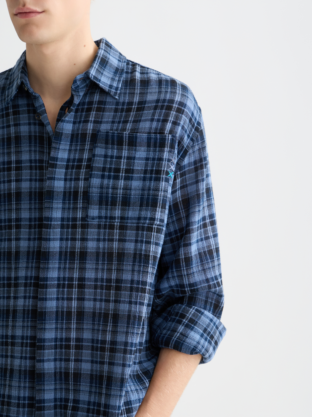Lightweight flannel check relaxed shirt – Scotch & Soda Amsterdam
