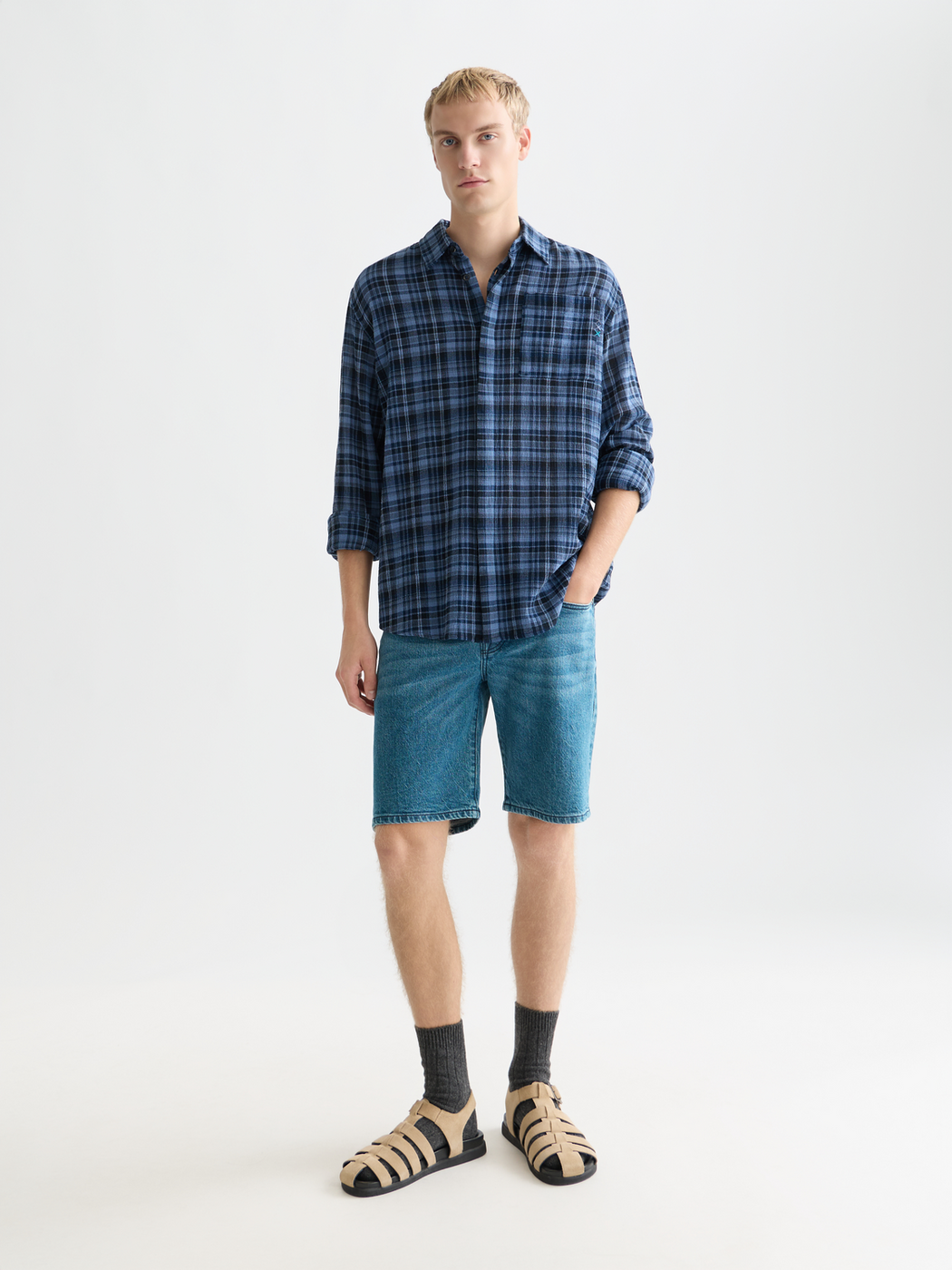 Lightweight flannel check relaxed shirt – Scotch & Soda Amsterdam